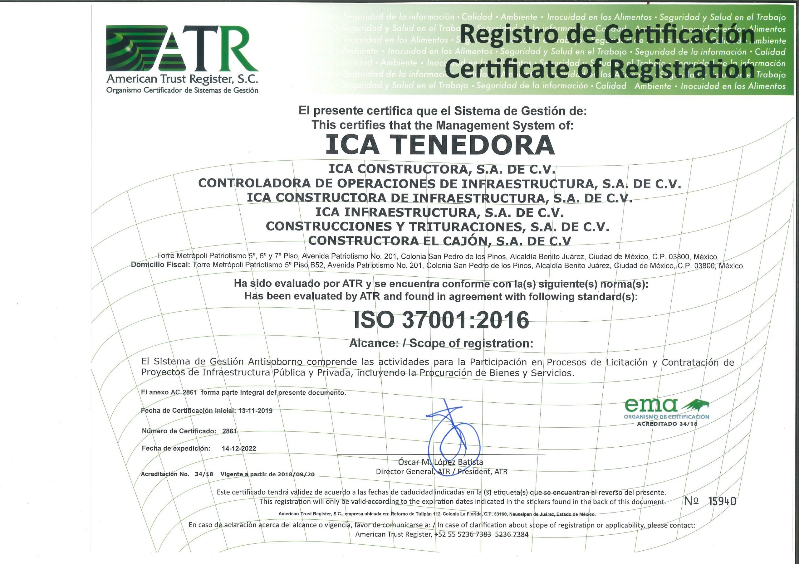 Certificaciones | ICA